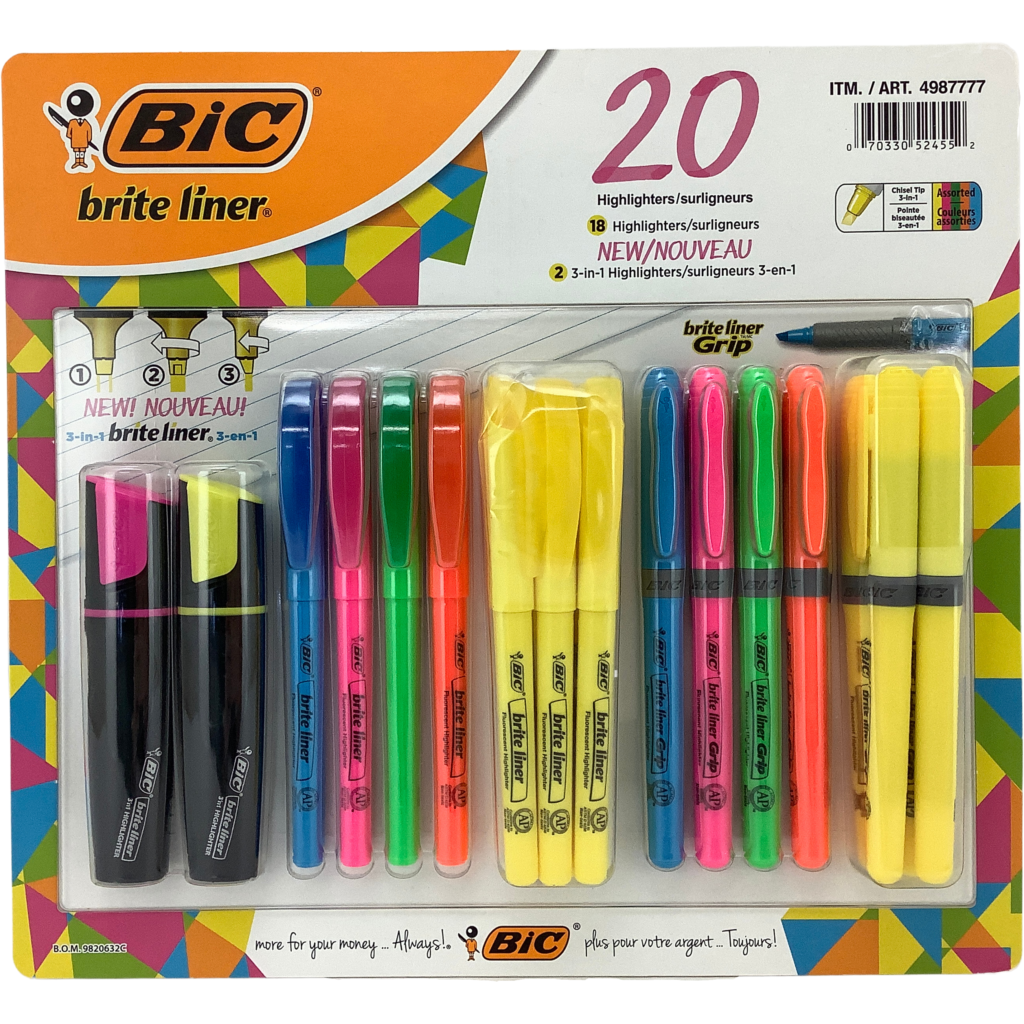 BIC Highlighter Set Brite Liner 20 Pack / Various Colours – CanadaWide ...