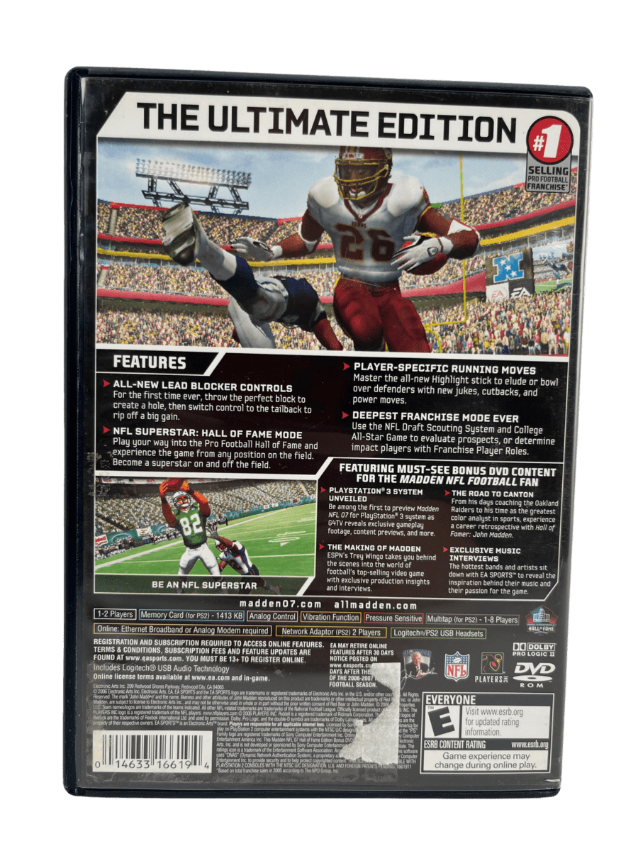 PlayStation 2 / “NFL Madden 07: Hall Of Fame Edition” Game / Dual Disc ...