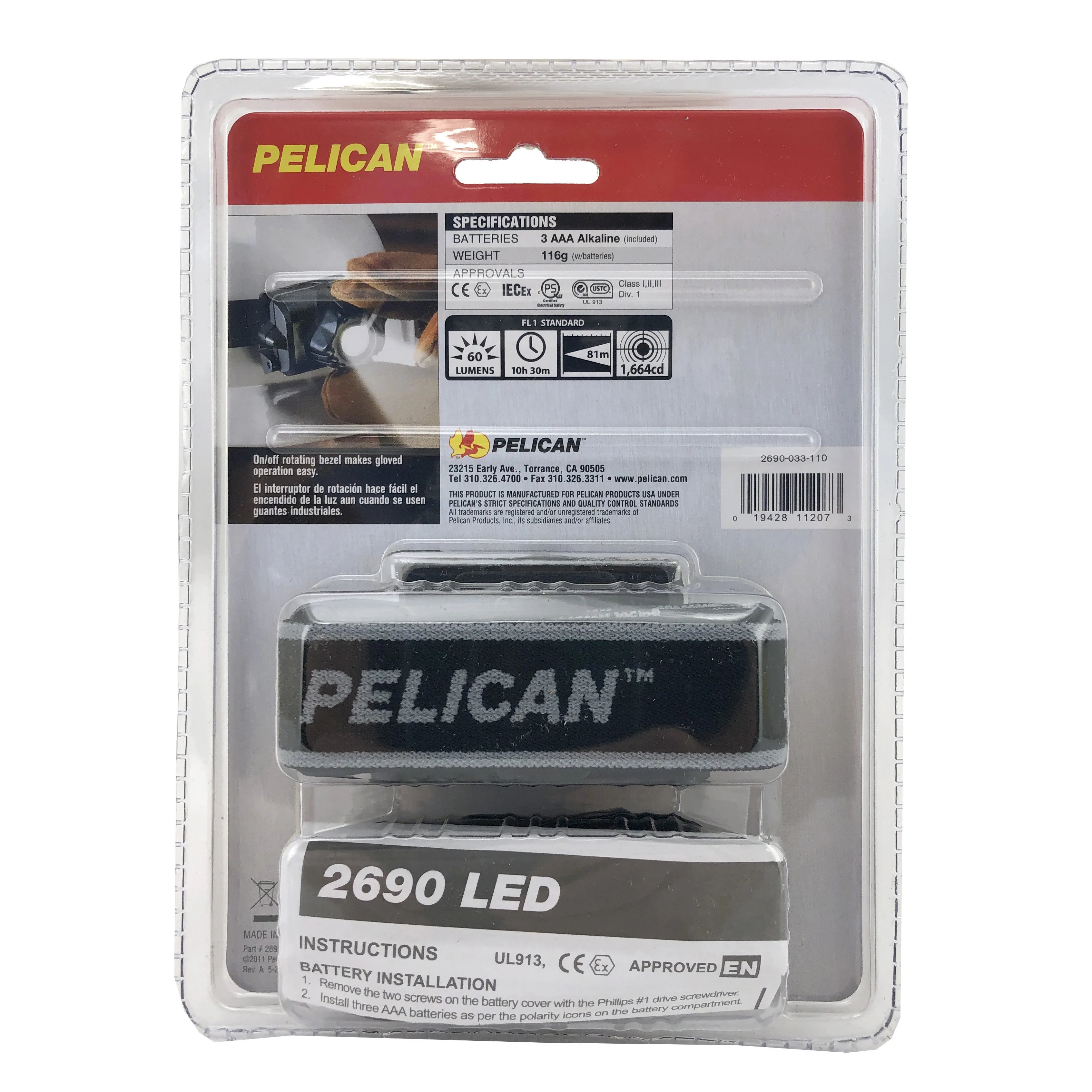 Pelican 2690 LED Headlight / Lightweight / Super Bright LED / Headlamp ...