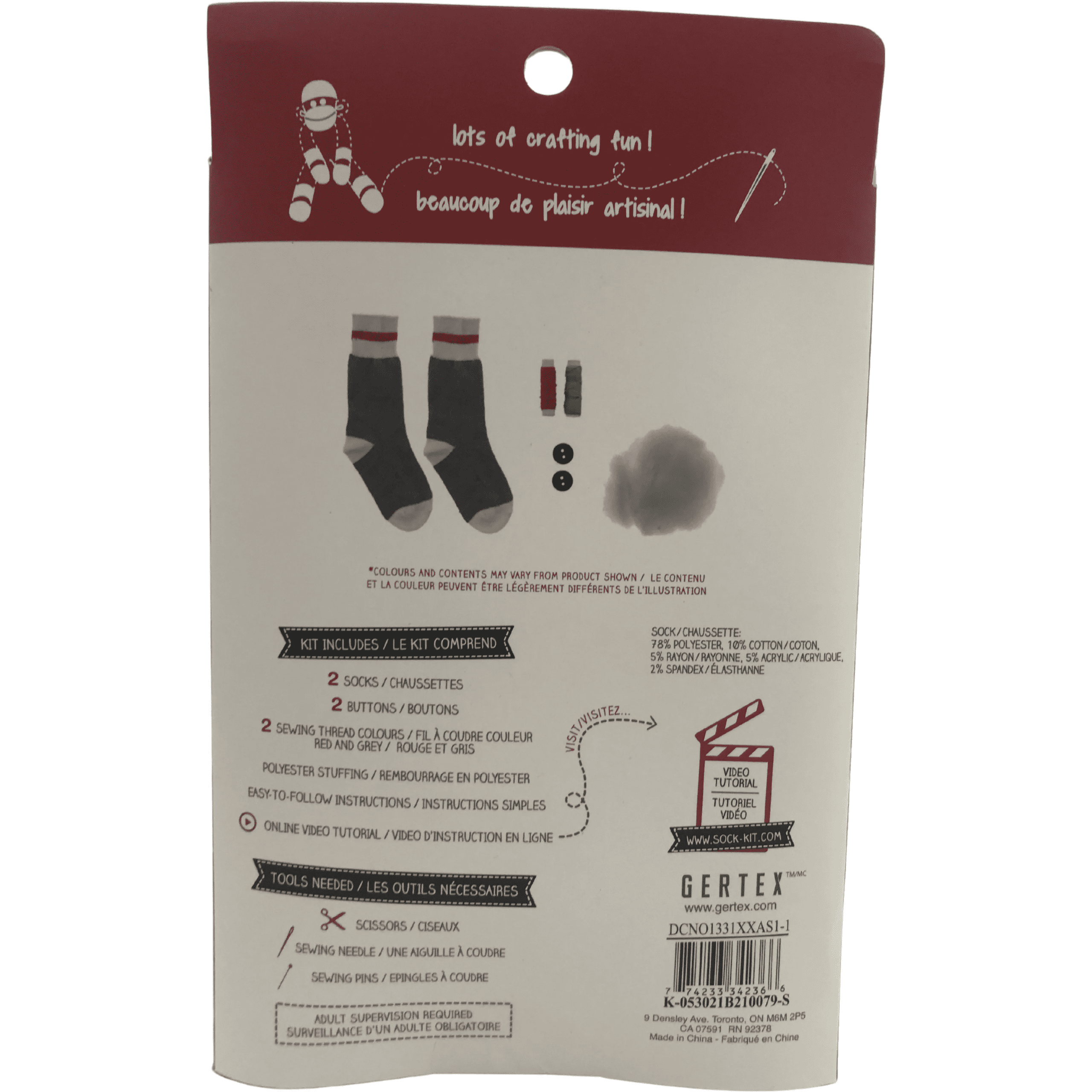 Gertex Children’s DIY Sock Monkey Kit – CanadaWide Liquidations