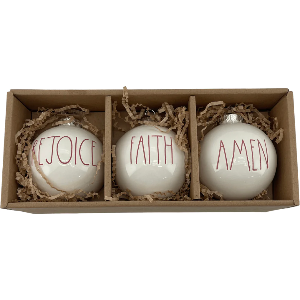 Rae Dunn White & Red Ceramic Christmas Tree Ornaments / 3 Pack ...