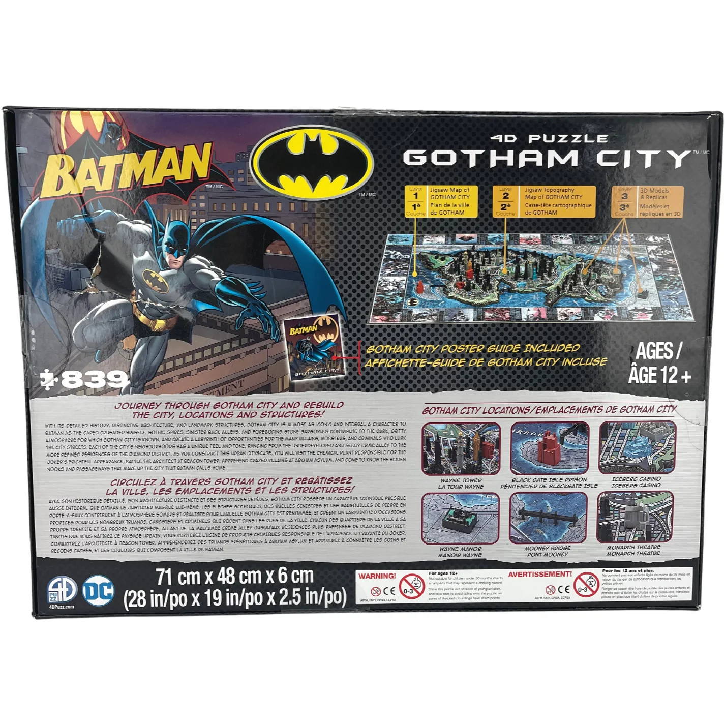DC Comics Batman 4D Puzzle / Gotham City / 839 Pieces / Ages 12 ...