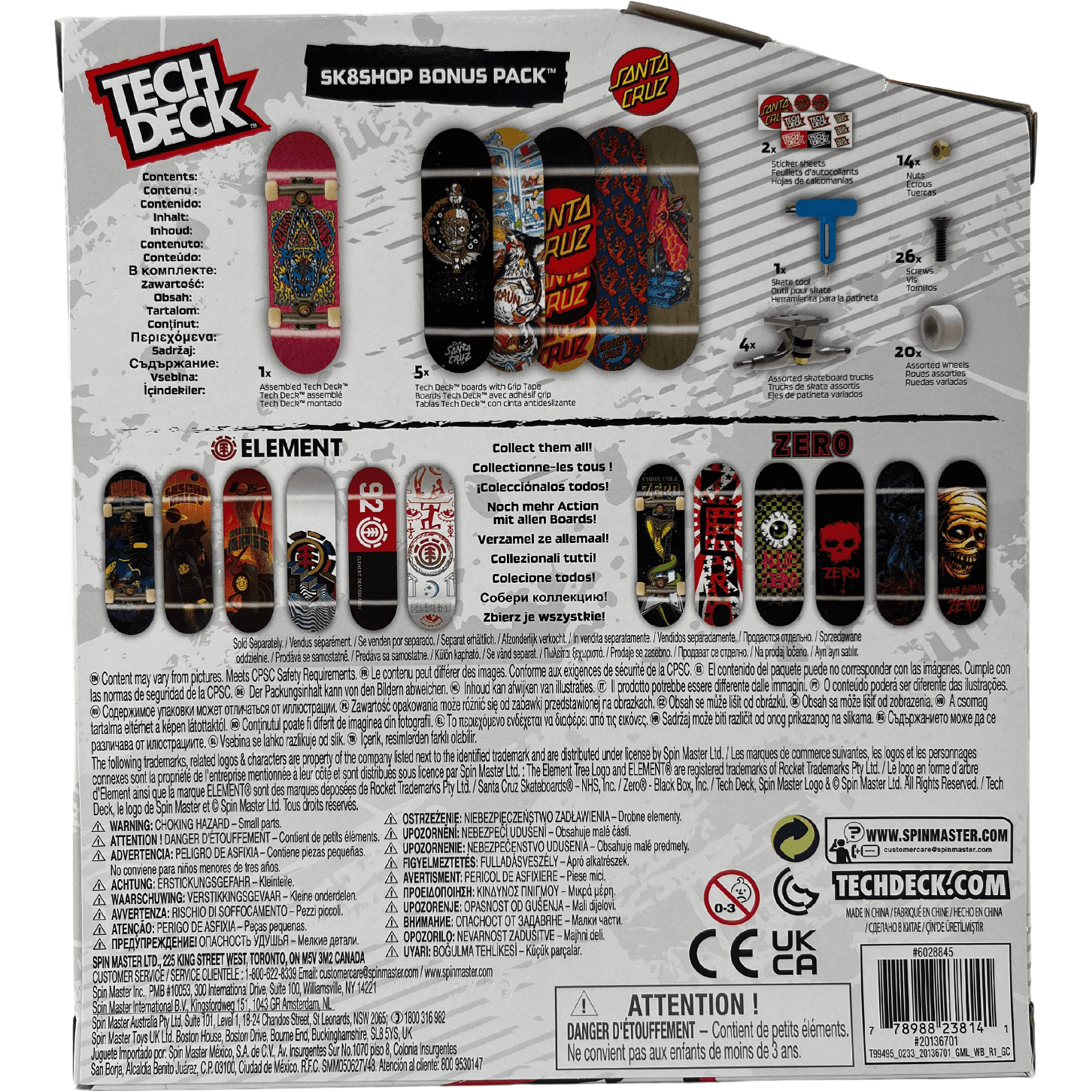 Tech Deck Sk8shop Bonus Pack: Santa Cruz Pack / 6 Skateboards ...