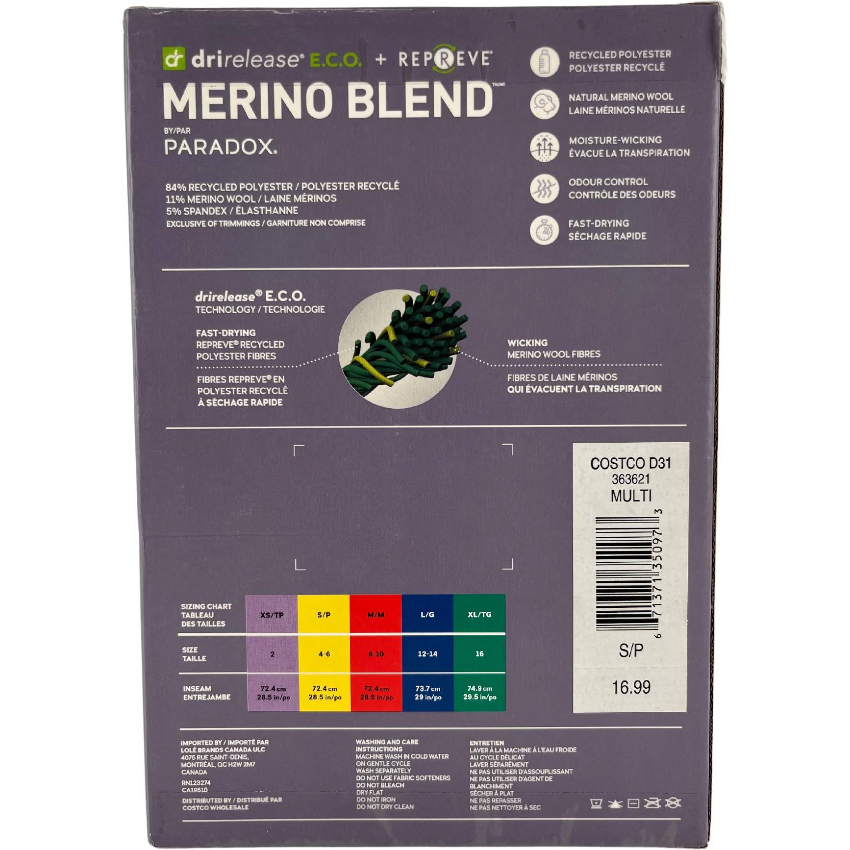 Paradox Women’s Black Base Layer Pants / Various Sizes – CanadaWide ...