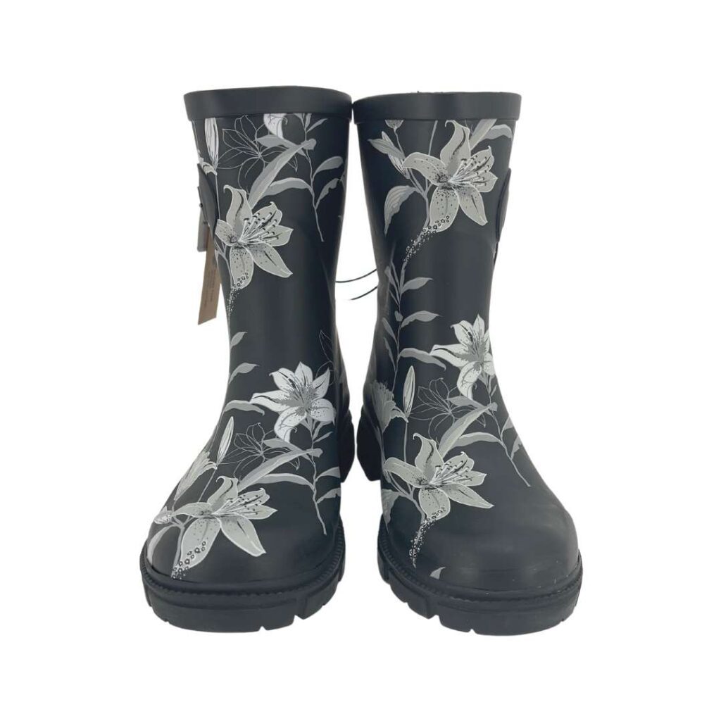 Chooka Women’s Black Floral Print Rubber Boots / Various Sizes ...