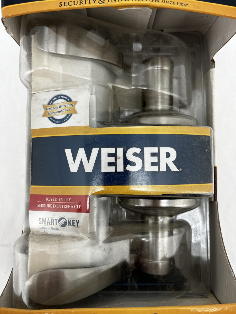 Weiser Keyed Entry Door Lever: Brooklane Style in Satin Nickel / Door ...