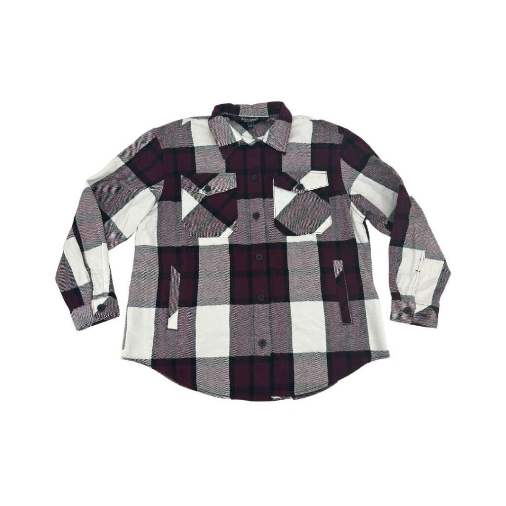 BC Clothing Women’s Burgundy Plaid Shirt Jacket / Various Sizes ...