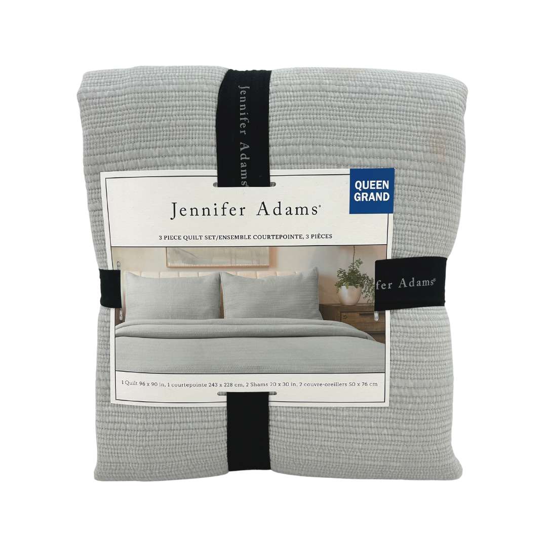Jennifer Adams Light Grey 3 Piece Quilt Set / Queen Size – CanadaWide Liquidations