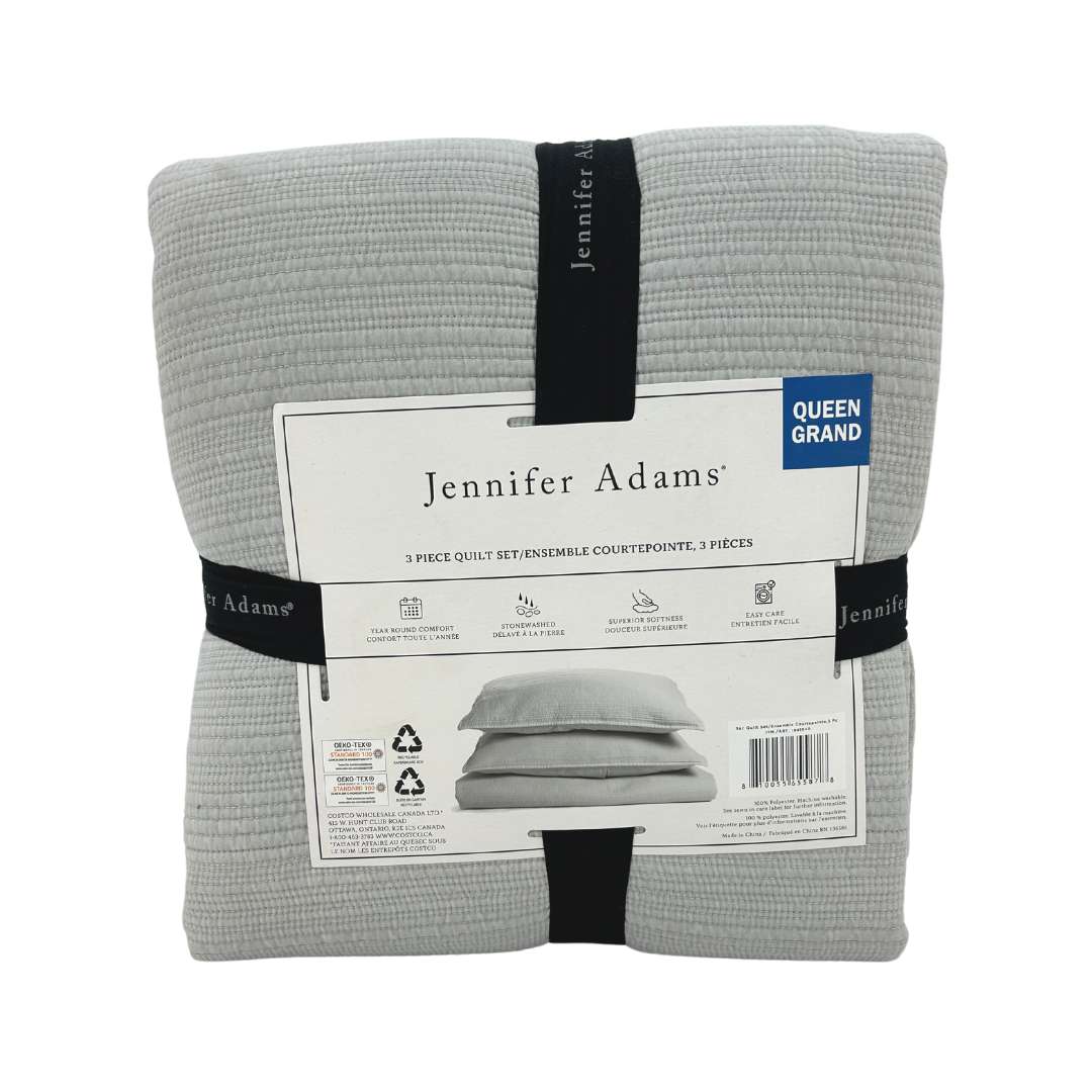 Jennifer Adams Light Grey 3 Piece Quilt Set / Queen Size – CanadaWide ...