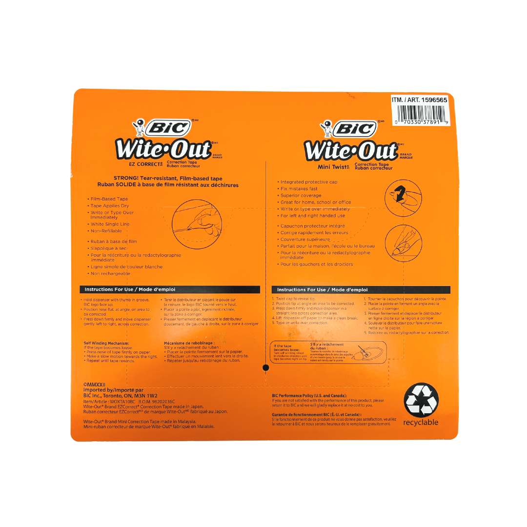 BIC White Out / 10 Rollers – CanadaWide Liquidations