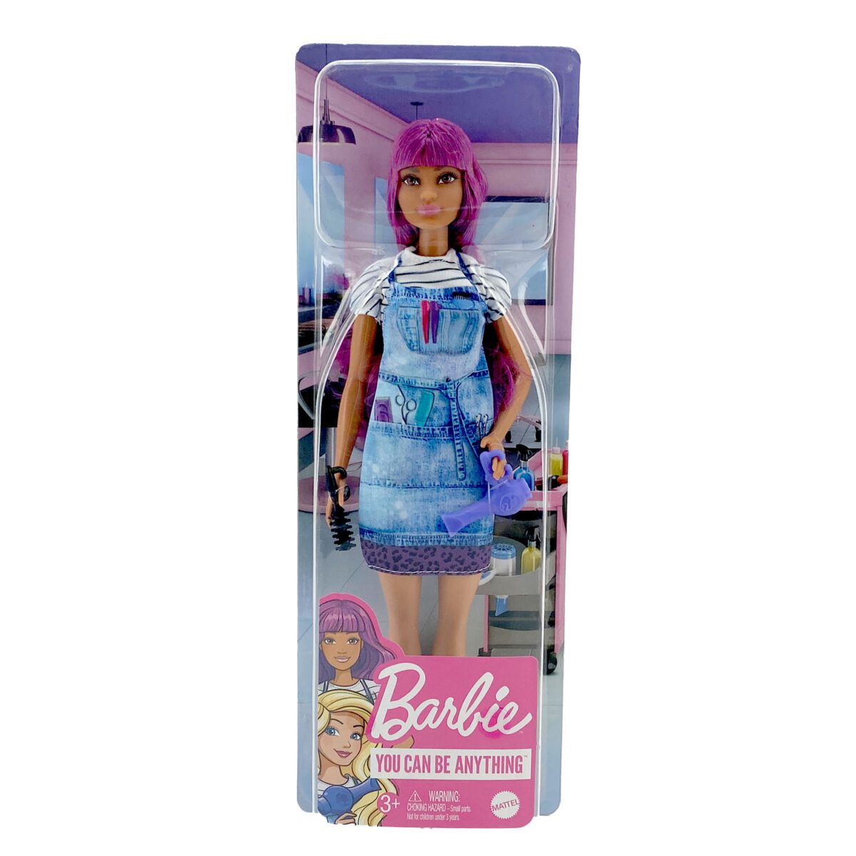 Barbie You Can Be Anything Salon Stylist Doll with Hair Dryer & Brush ...