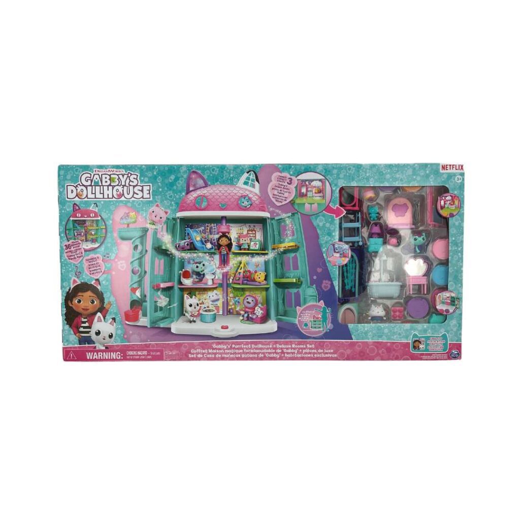Gabby’s Dollhouse Gabby’s Purrfect Dollhouse & Deluxe Rooms Set / Large ...
