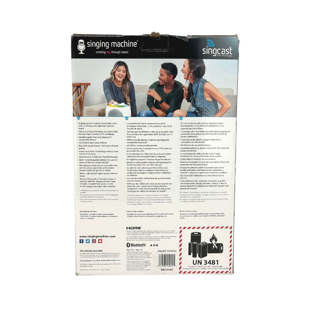 The Singing Machine Singcast Ultimate Karaoke Machine / Bluetooth ...