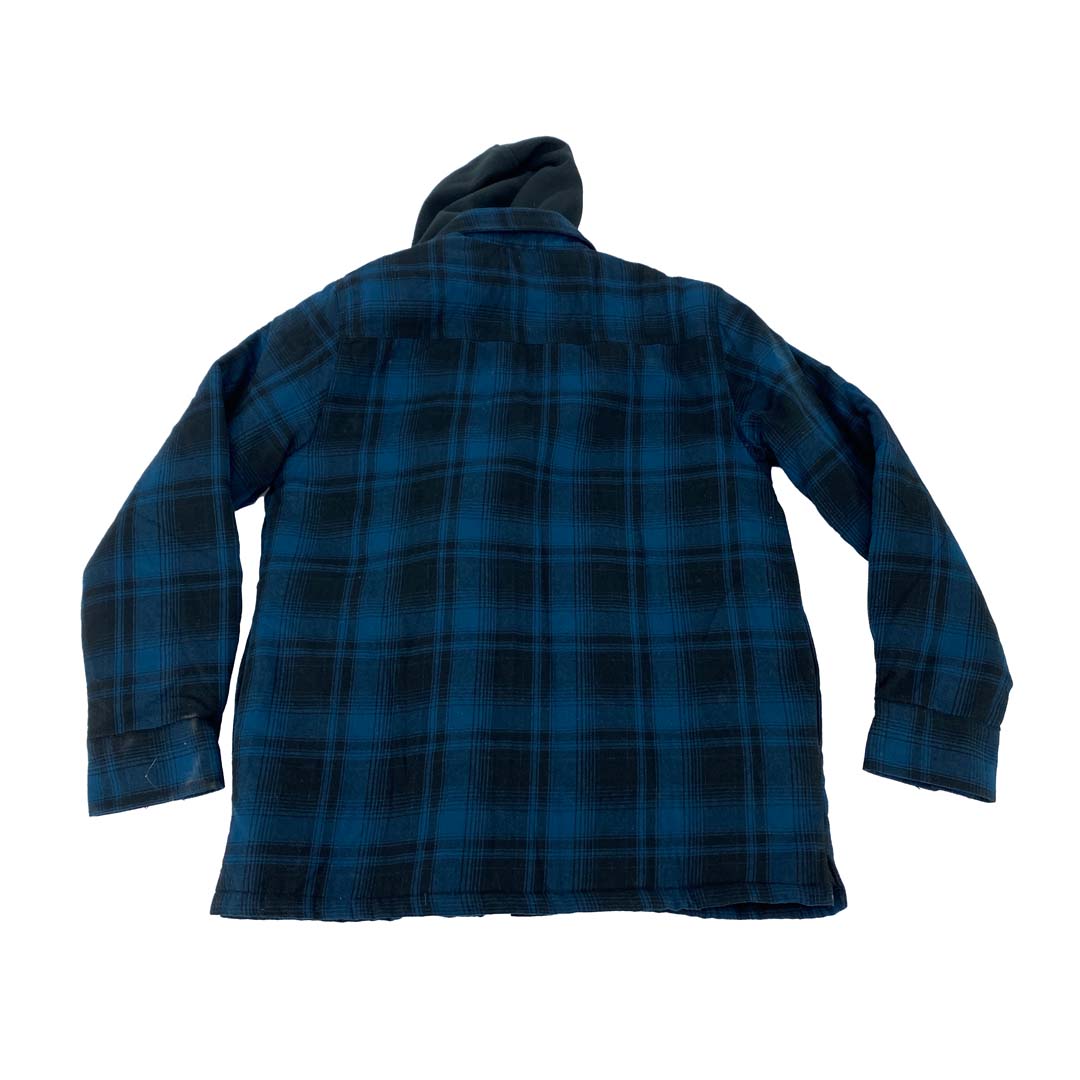 BC Clothing Men’s Lightweight Blue and Black Plaid Lined Hooded Jacket ...