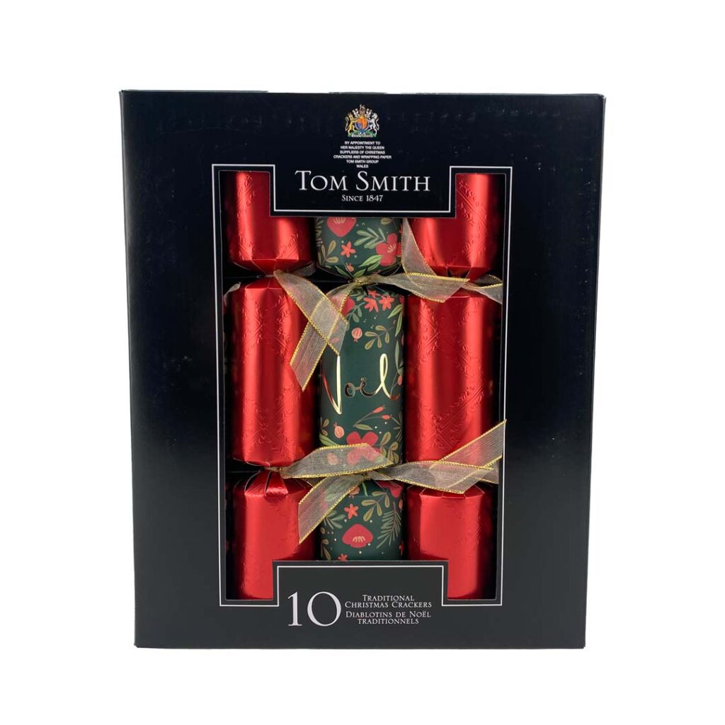 Tom Smith Christmas Crackers: 10 Pack / Solid Red and Floral Design ...