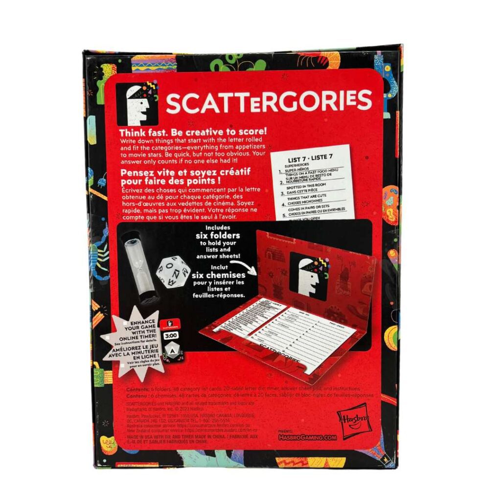 Hasbro Scattergories Family Board Game / 2-6 Players – CanadaWide ...