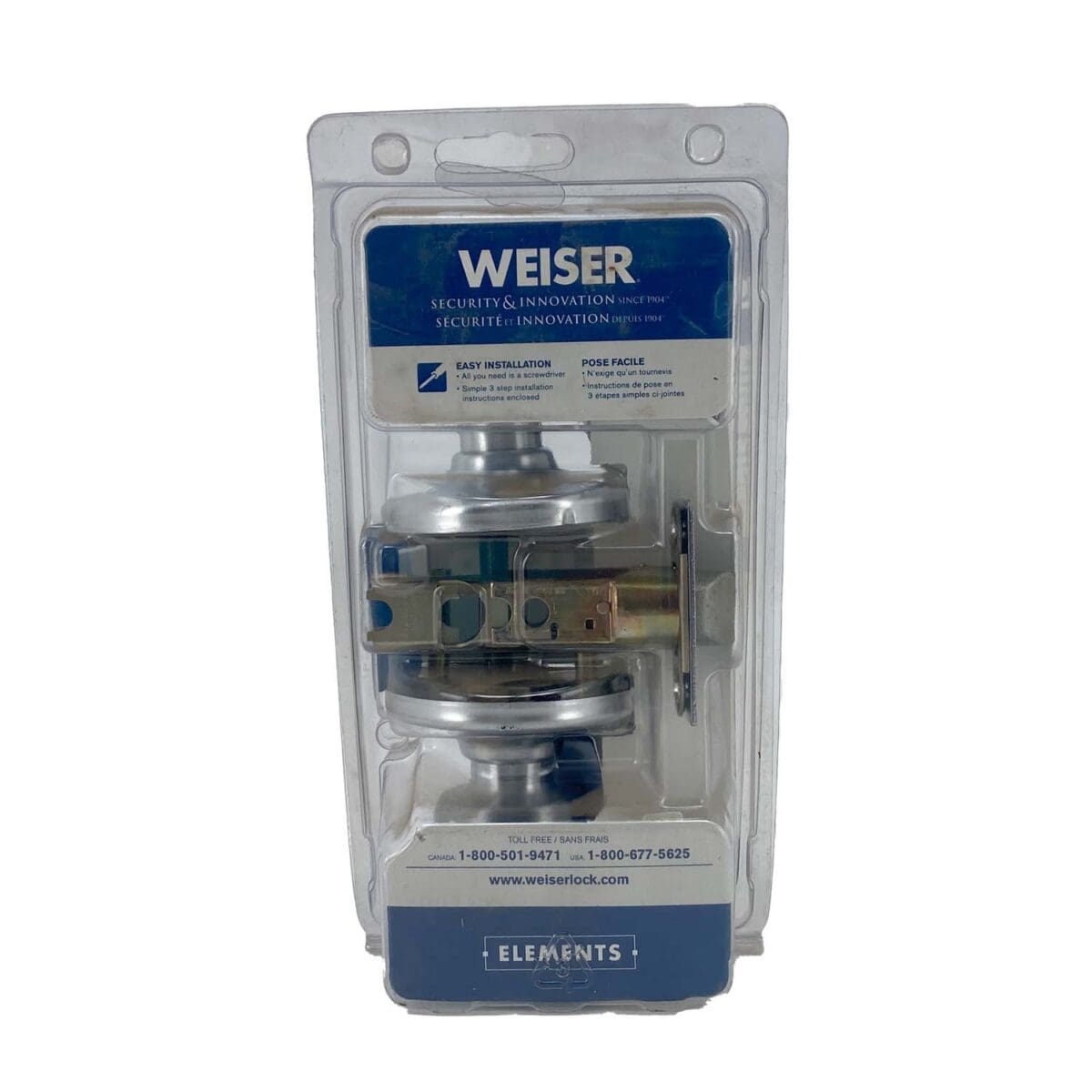 Weiser Elements Hall and Closet Beverly Style Door Knob / Satin Chrome ...