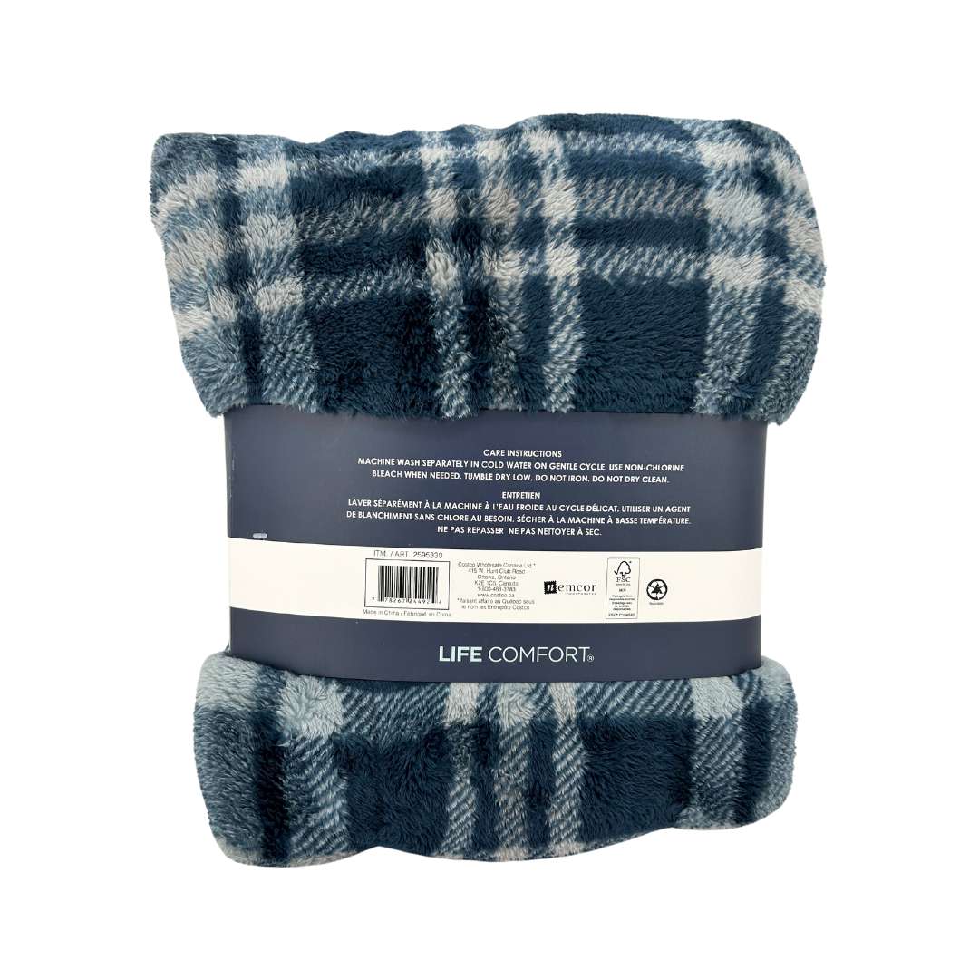 Life Comfort Blue Plaid Plush Throw Blanket / 60″ x 70″ – CanadaWide ...