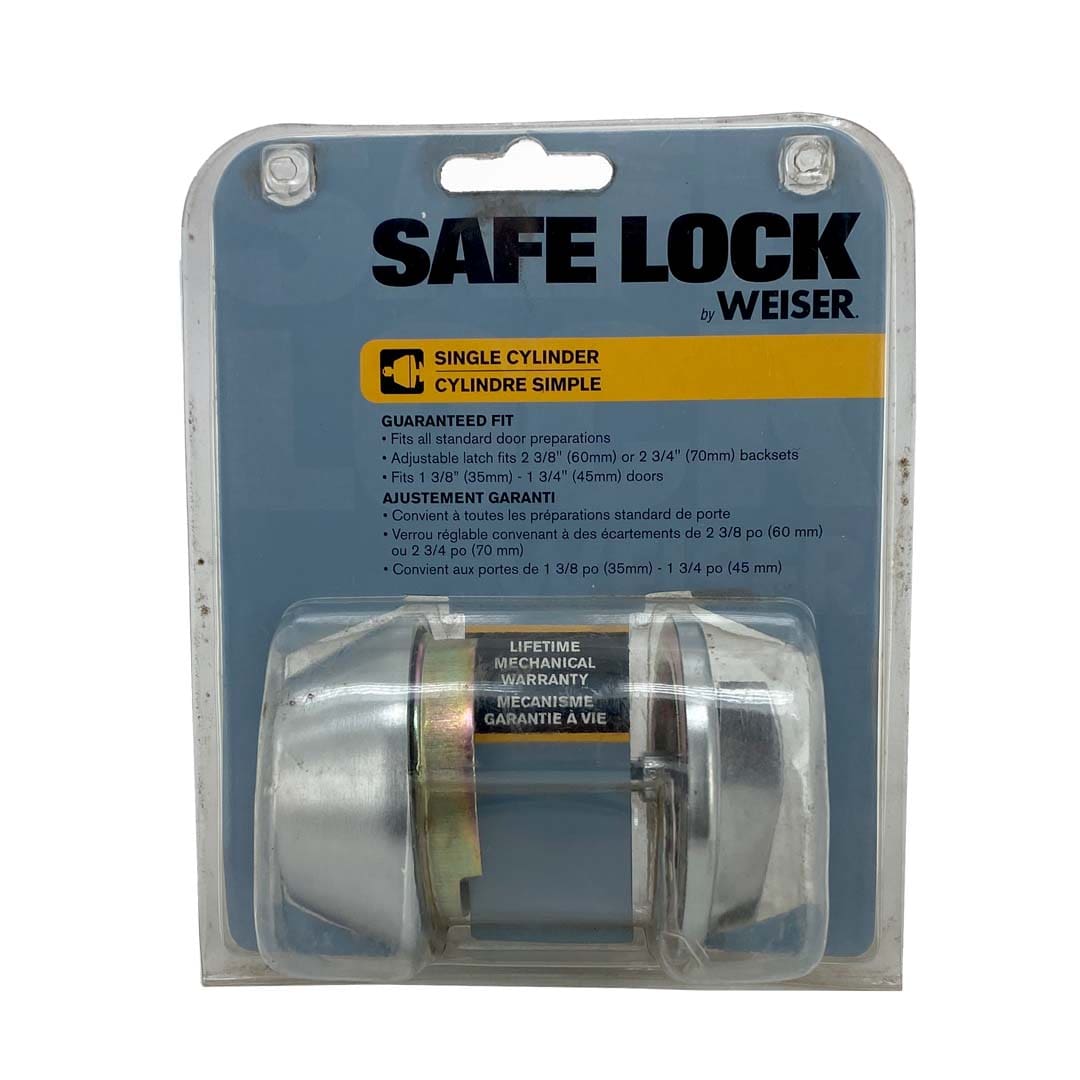 Weiser Safe Lock Single Cylinder Deadbolt Lock / Satin Chrome ...