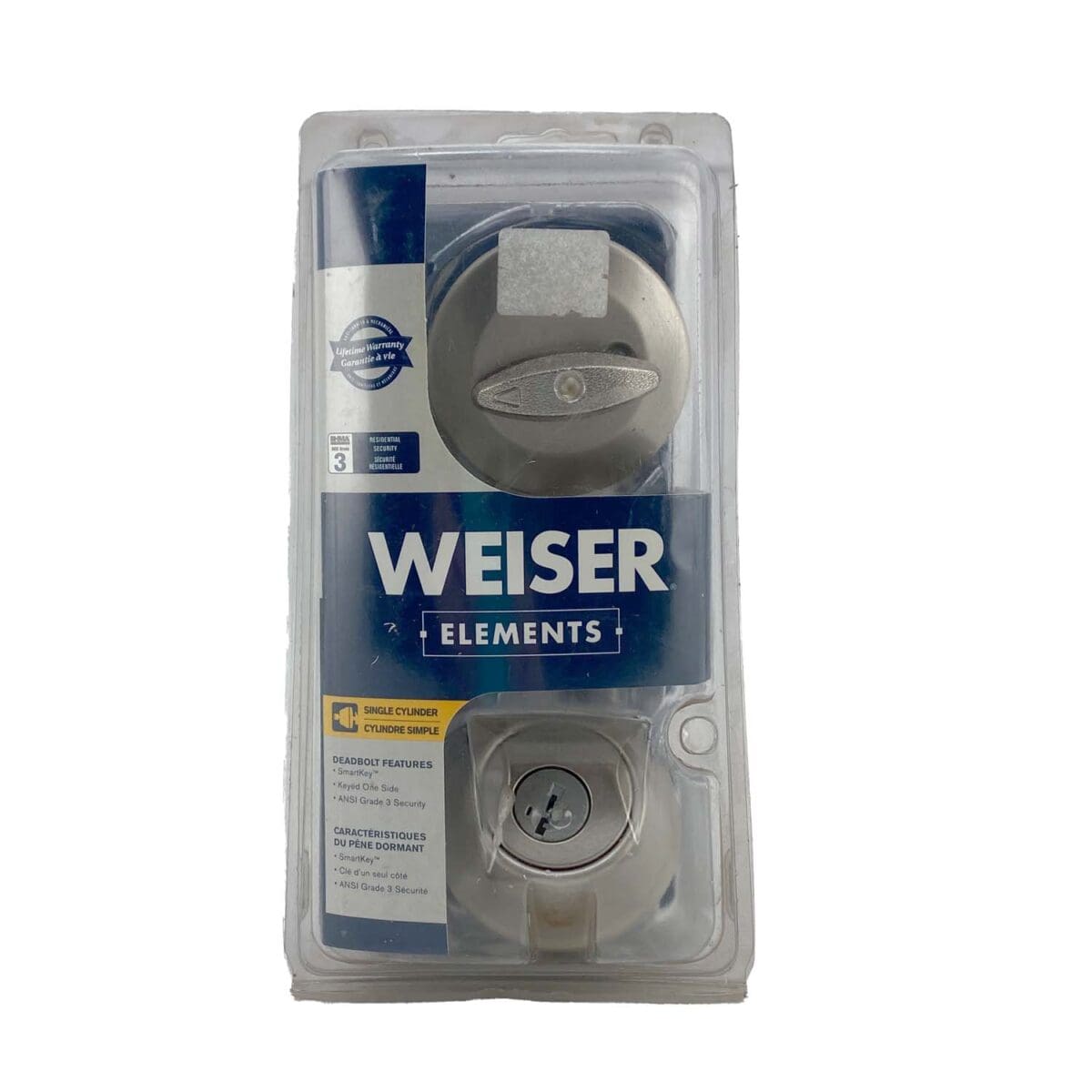 Weiser Elements Single Cylinder Deadbolt / Smart Key / Satin Nickel ...
