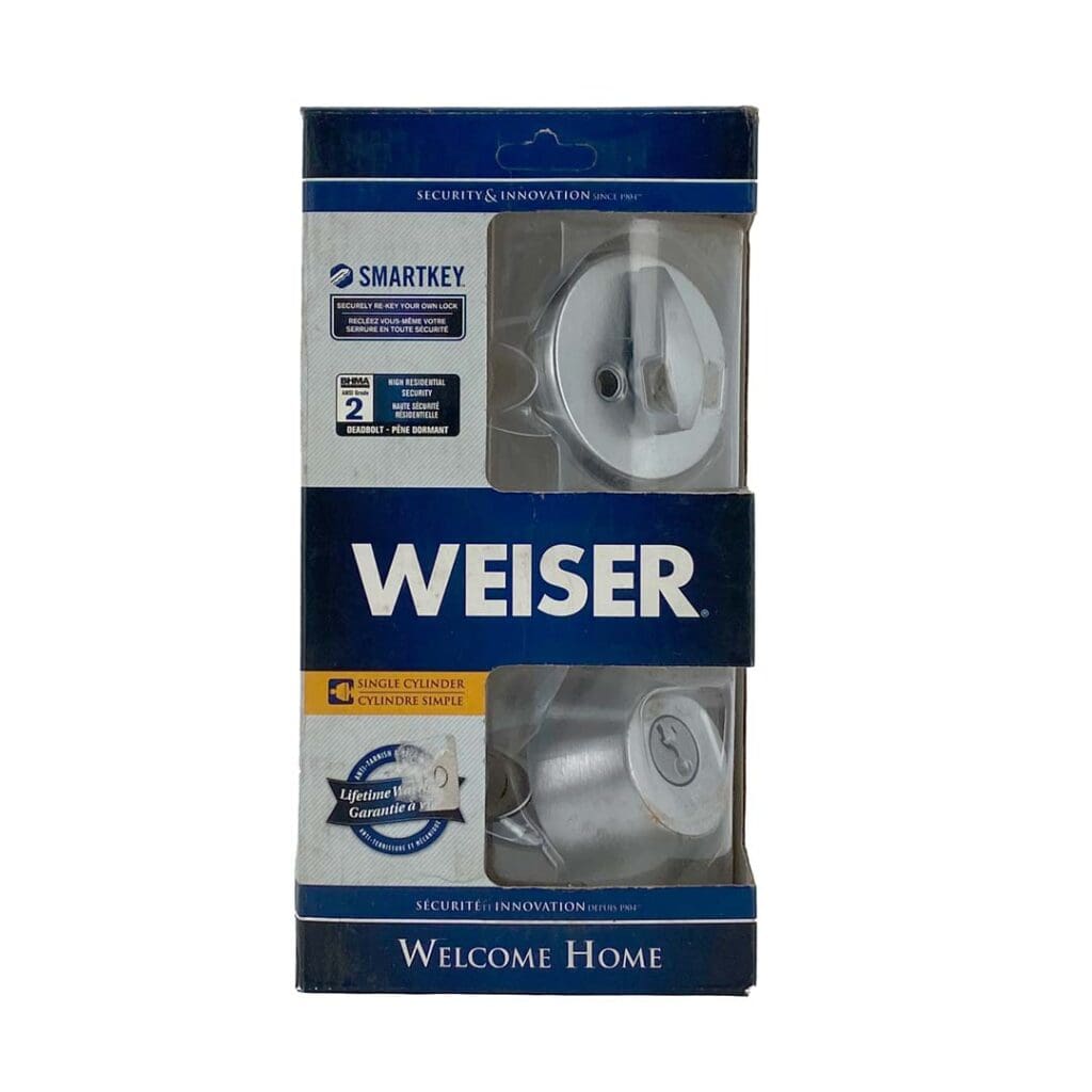 Weiser Single Cylinder Deadbolt / Door Lock / Smart Key / Satin Chrome ...