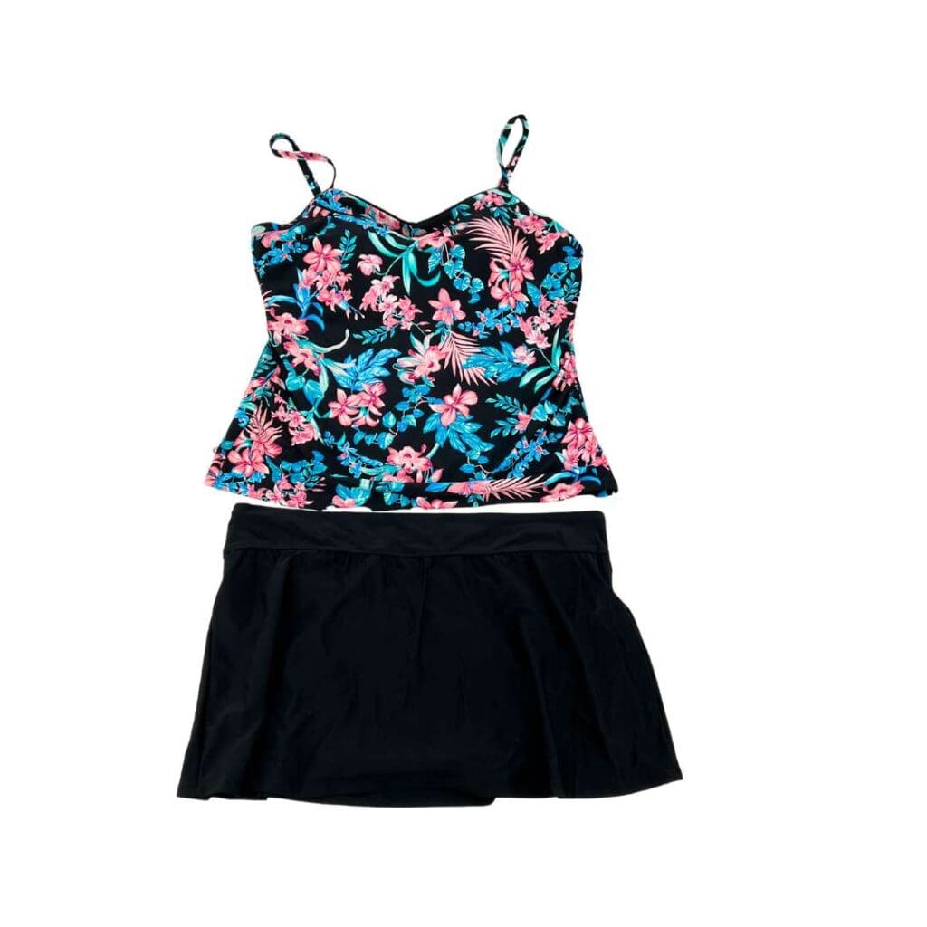 Christina Women’s Pink & Blue Floral Tankini Bathing Suit: 2 Piece Set ...