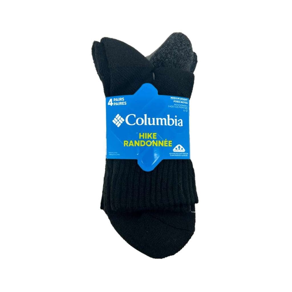 Columbia Men’s Black & Grey Hiking Socks / 4 Pairs – CanadaWide ...