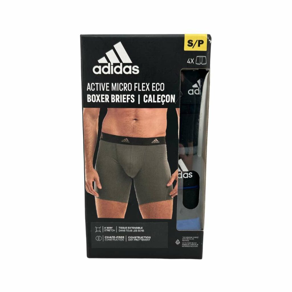 Adidas Men’s Blue & Grey Active Micro Flex Eco Boxer Briefs: 4 Pairs ...
