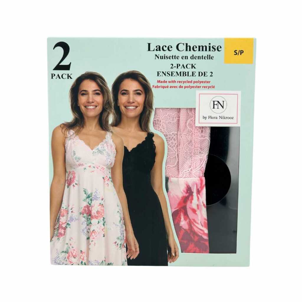Flora Nikrooz Women’s Black & Pink Lace Chemise: 2 Pack / Various Sizes ...