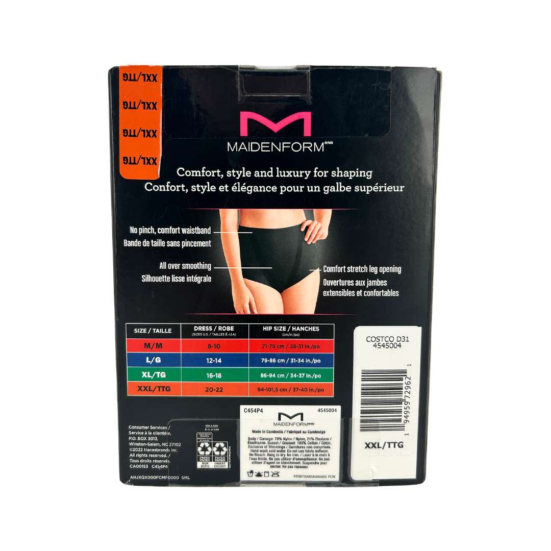 Maidenform Women’s Black Tummy Toning Briefs: 4 Pairs / Size XXLarge ...