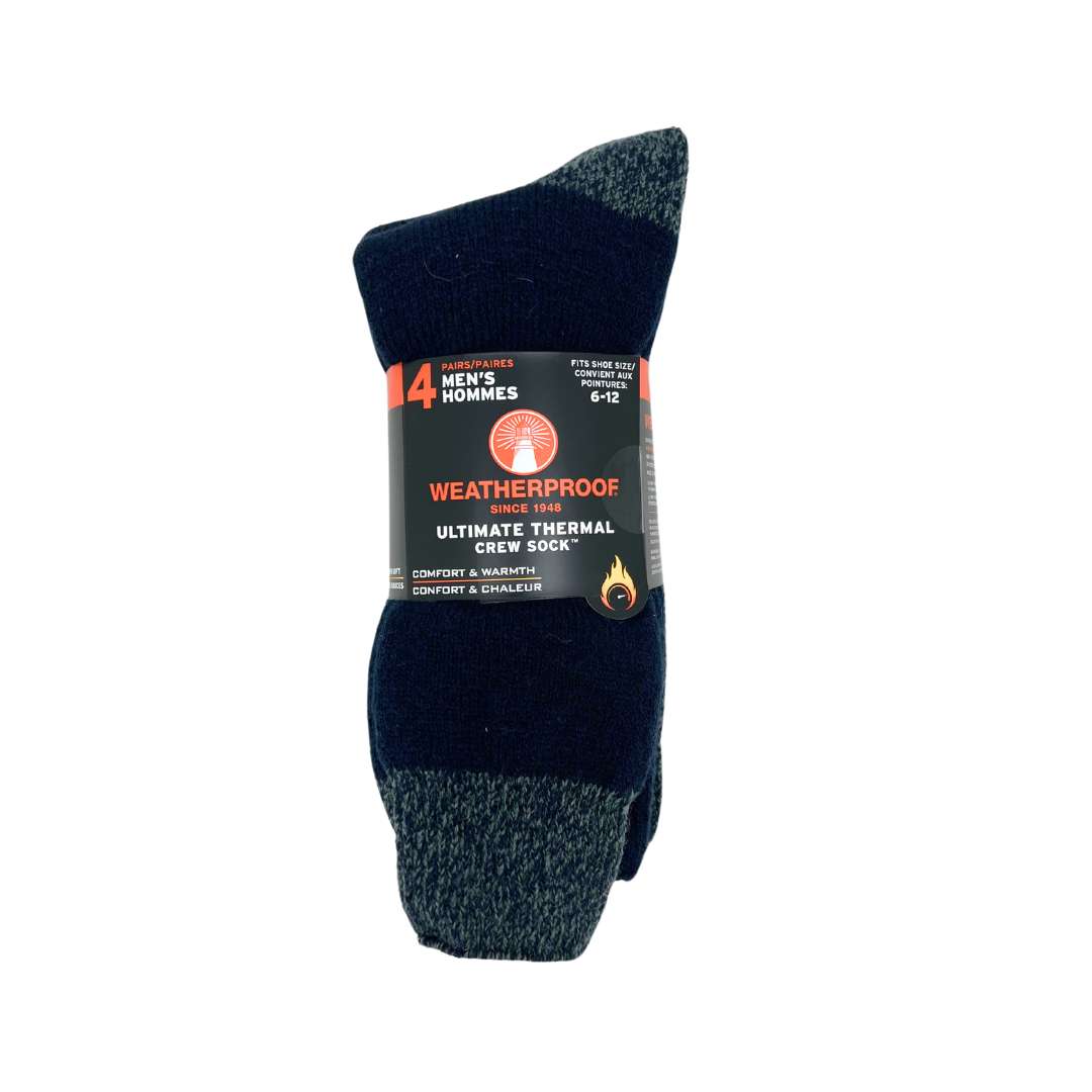 Weatherproof Men’s Navy Thermal Crew Socks 4 Pack / Size 6-12 ...