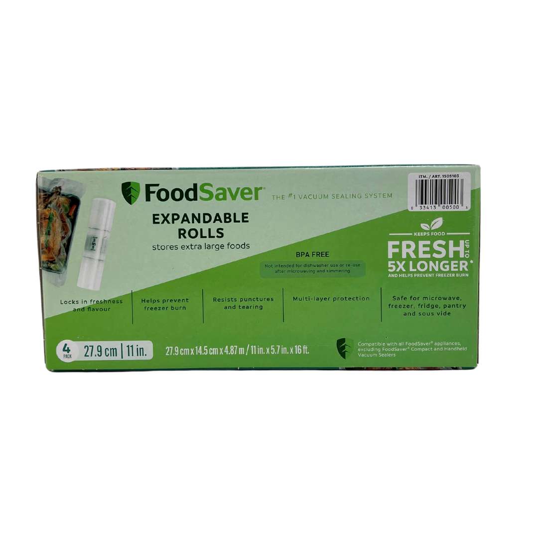 FoodSaver Expandable Vacuum Sealer Bag Rolls: 4 Pack / 11″ – CanadaWide ...