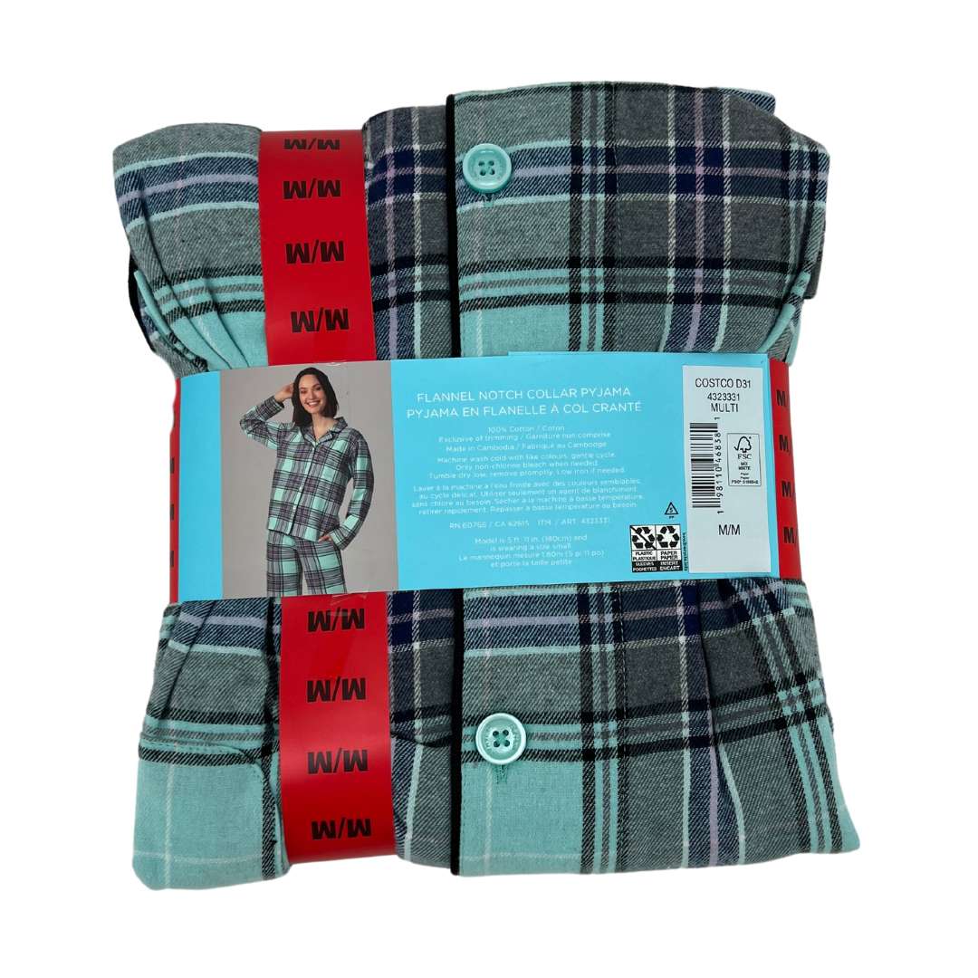 Bed Head Women’s Flannel Pajama Set in Blue & Grey Plaid / Various ...