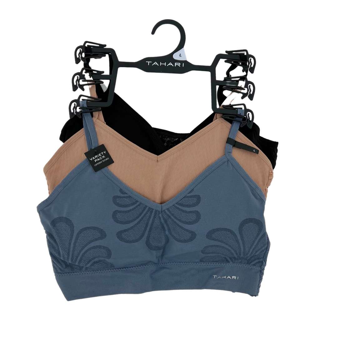 Tahari Women’s Blue, Brown And Black Seamless Jacquard Bra: 3 Pack ...