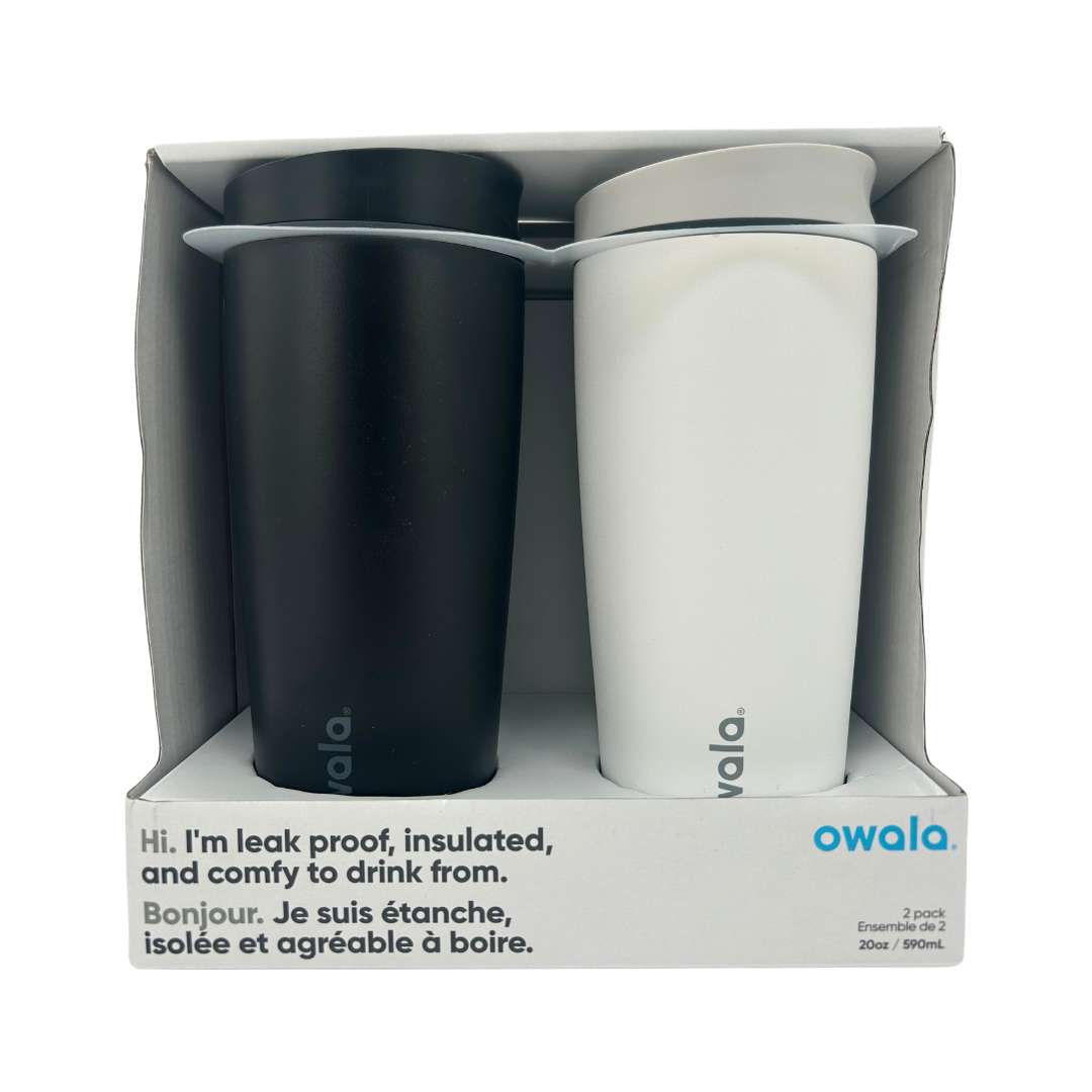 Owala Black & White Smooth Sip Travel Mug: 2 Pack / 20oz – CanadaWide ...