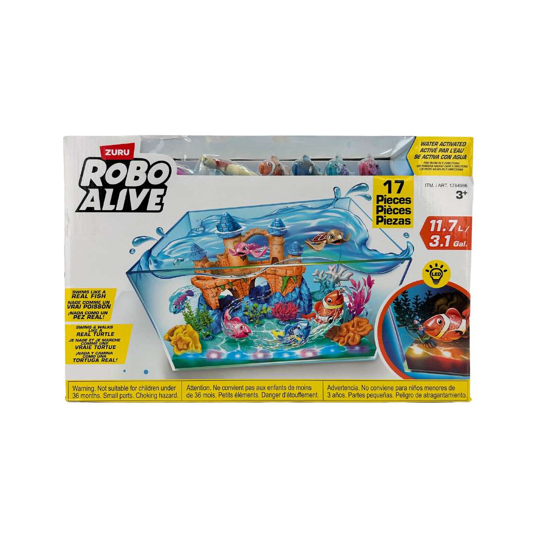 Zuru Robo Alive Fish Tank Playset / Water Activated Fish & Turtles ...