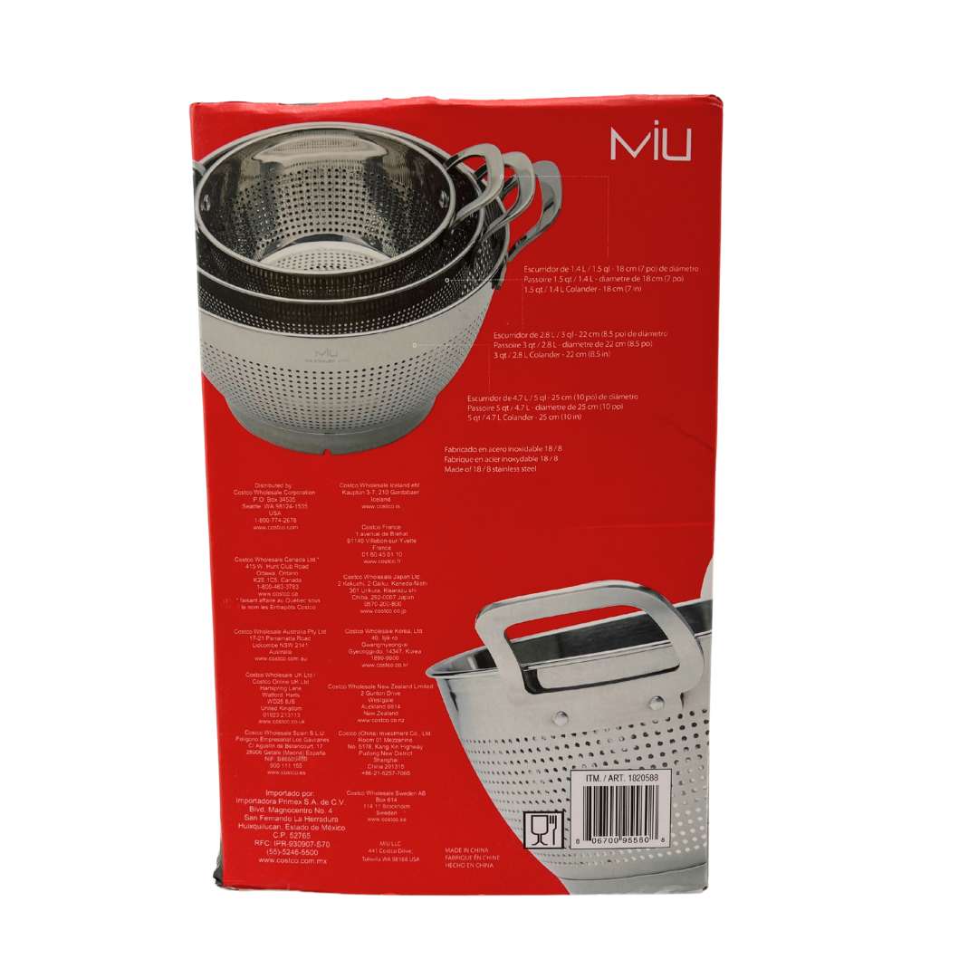 MIU Stainless Steel Colander Set: 3 Pieces – CanadaWide Liquidations
