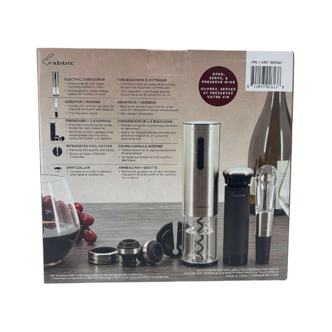 Rabbit Electric Corkscrew & Wine Set / 7 Piece Set – CanadaWide ...