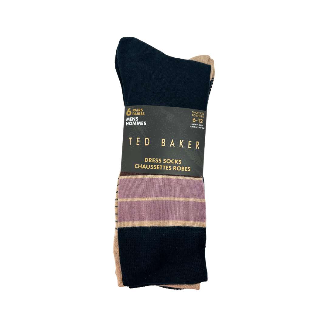 Ted Baker Men’s Navy & Tan Dress Socks / 6 Pairs – CanadaWide Liquidations