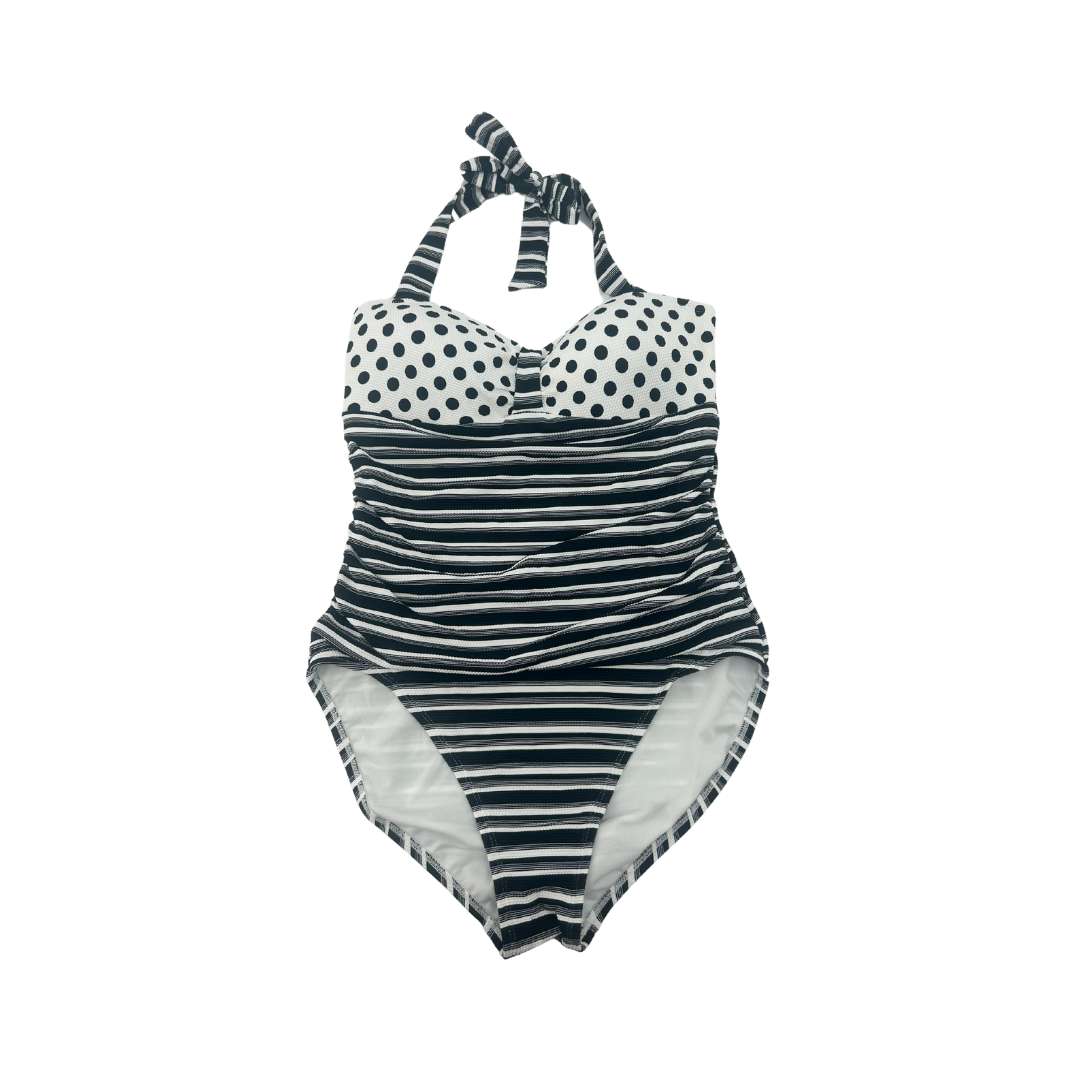 Kathy Ireland Women’s Black & White Halter One Piece Bathing Suit ...