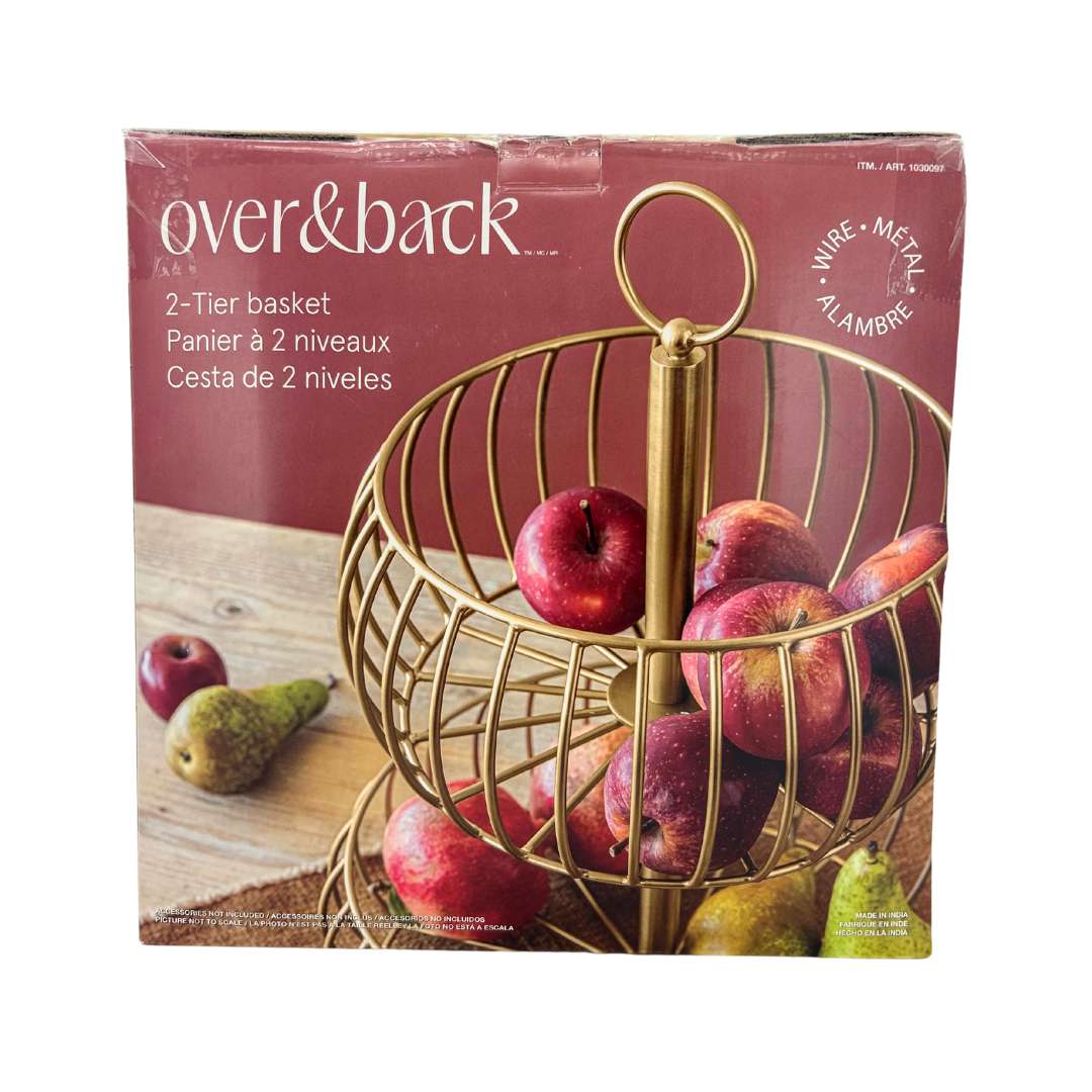 Over & Back 2-Tier Metal Wire Basket / Gold – CanadaWide Liquidations