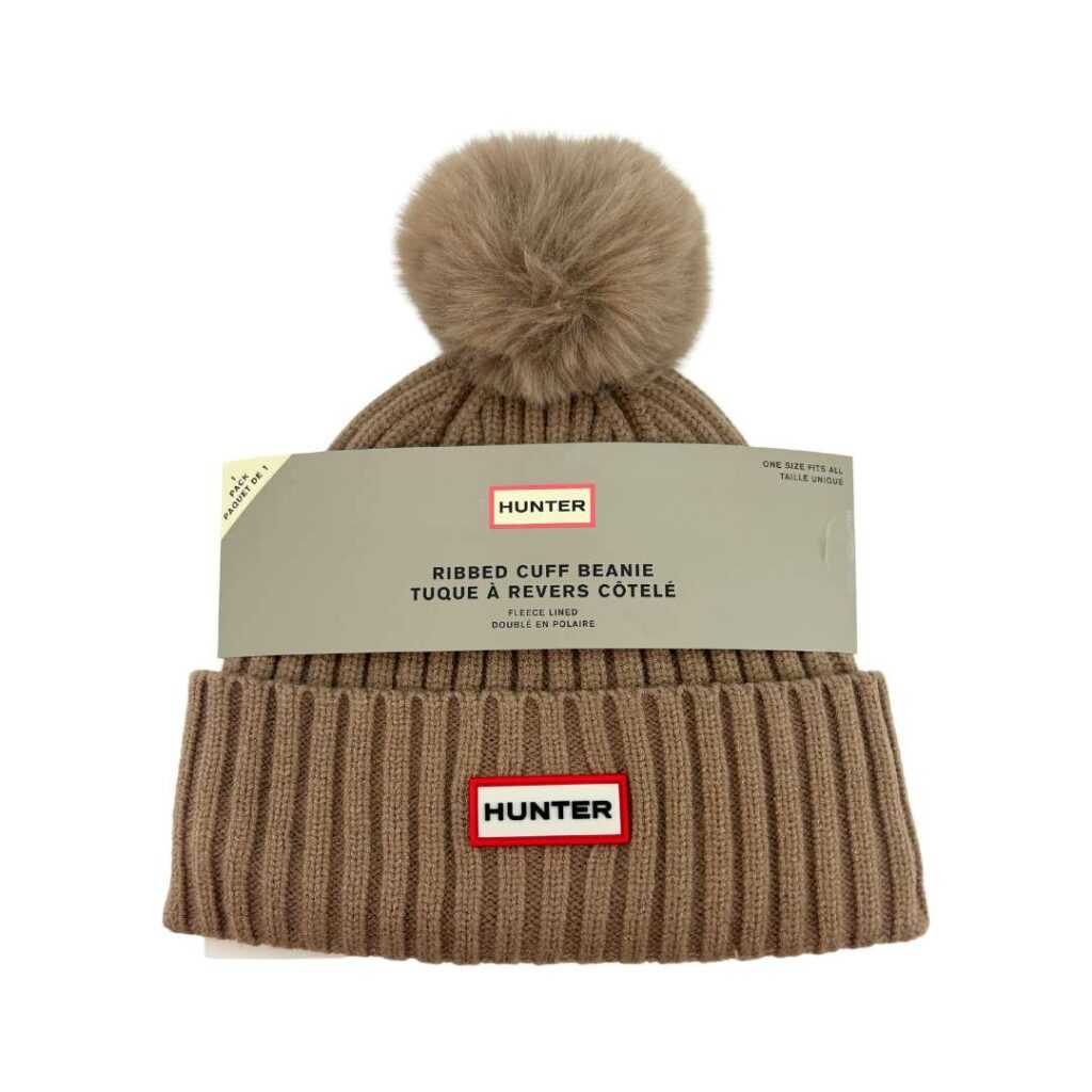 Hunter Women’s Tan Ribbed Cuff Beanie: Fleece Lined / One Size ...