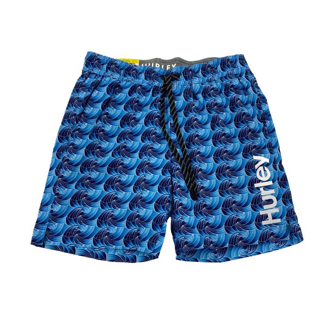 Hurley Men’s Blue Swim Trunks: Tsunami Wave Print / Various Sizes ...