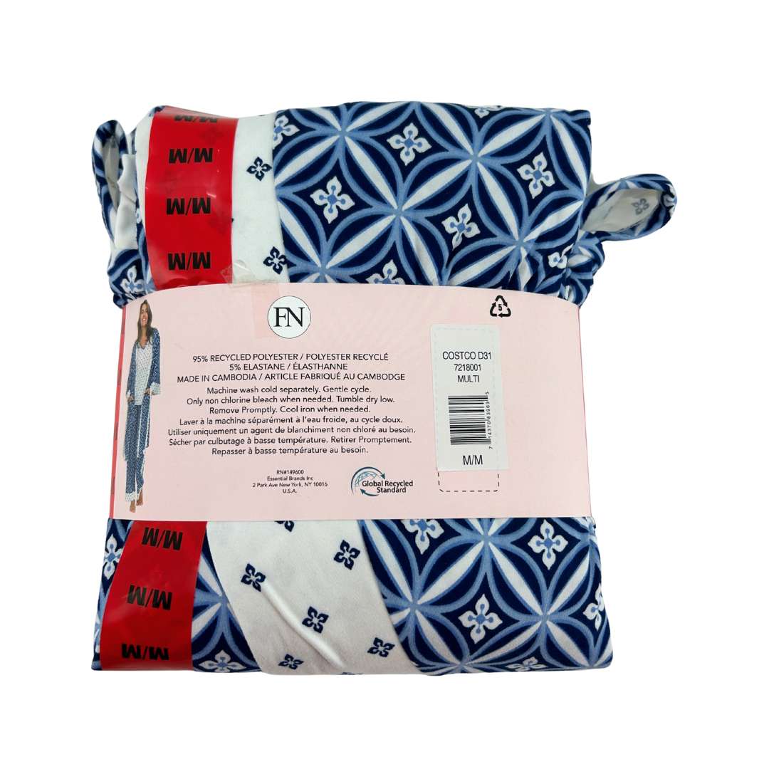 Flora Nikrooz Women’s Blue & White Pyjama Set: 3 Piece Set / Size ...