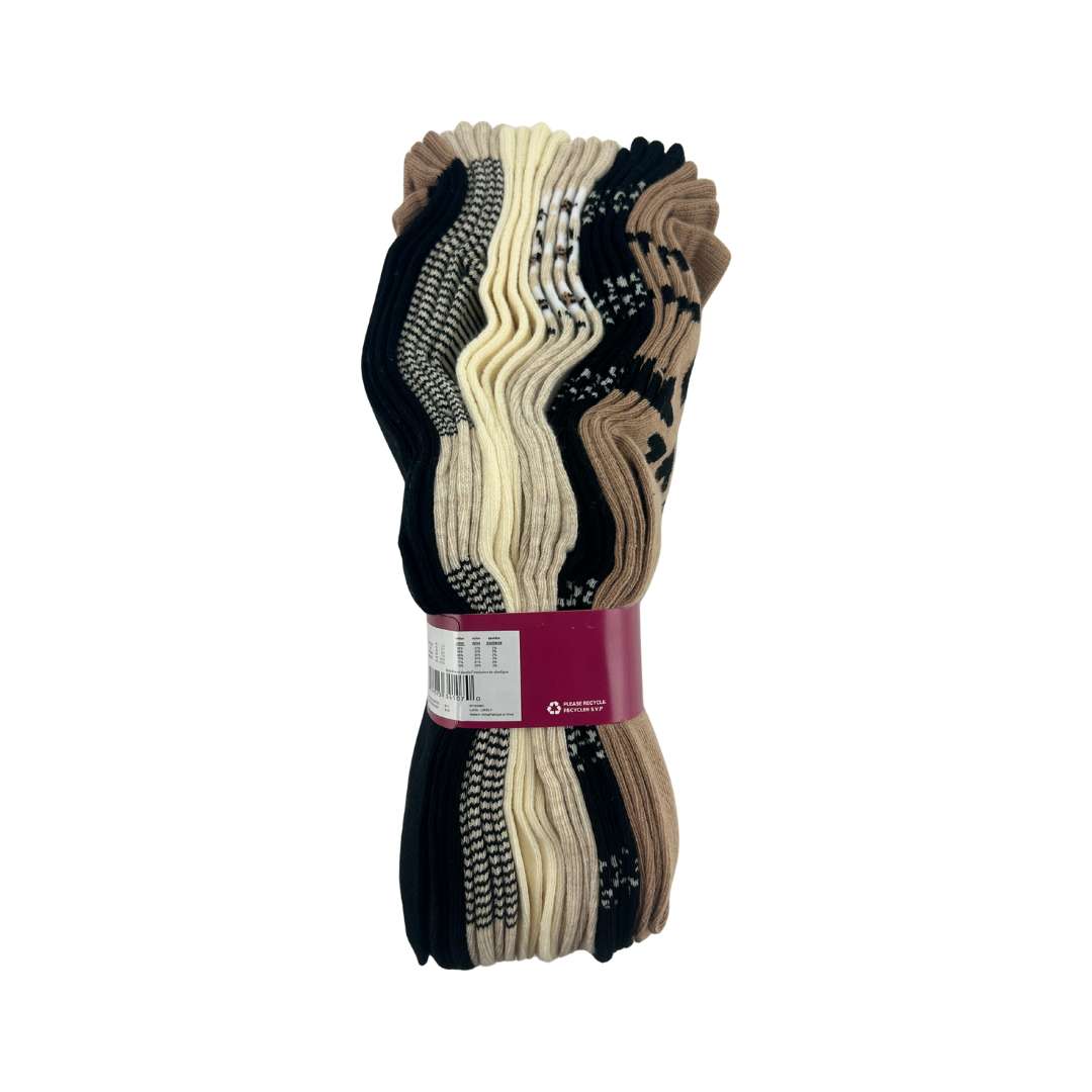 Trimfit Women’s Black & Tan Crew Socks: 12 Pairs / Size Large ...