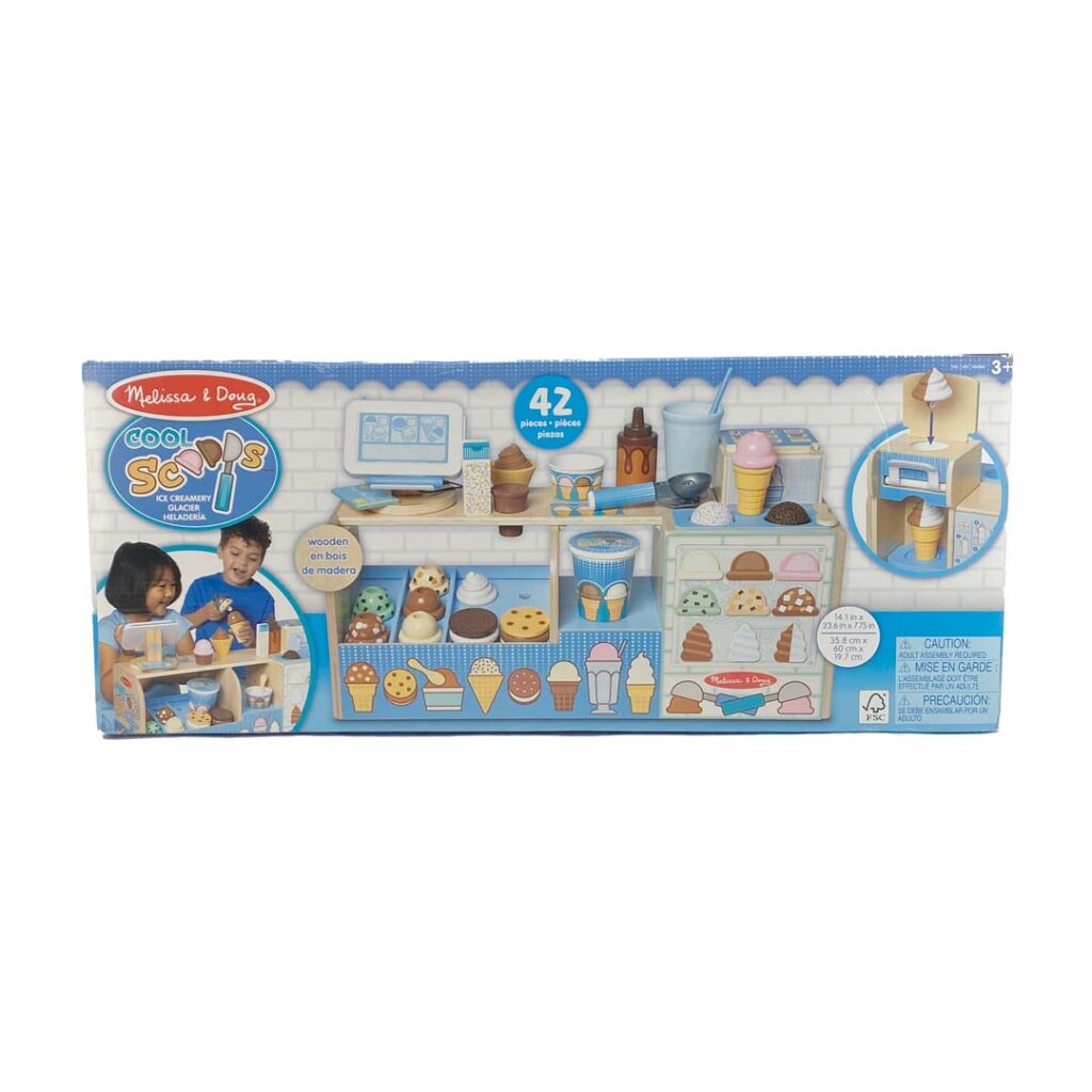 Melissa & Doug Cools Scoops Wooden Ice Creamery Playset / 42 Pieces ...