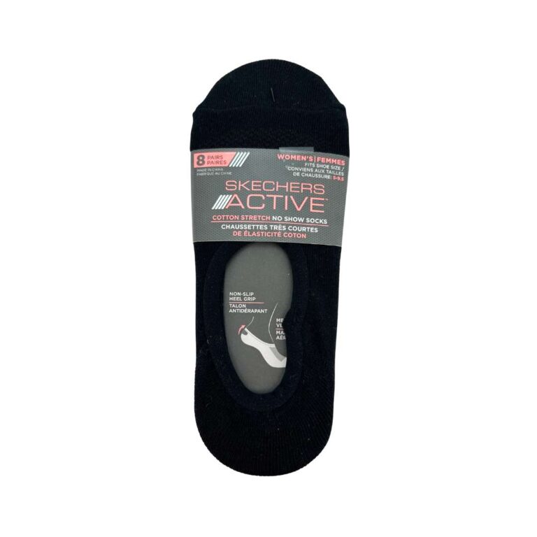 Skechers Women’s Cotton Stretch No Show Socks: 8 Pairs / Black, White ...