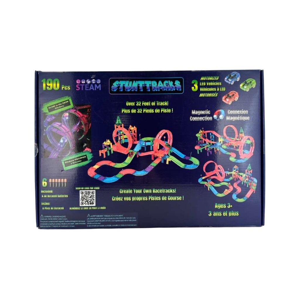 Stunt Tracks DIY Racetrack with LED Vehicles / 32+ Feet of Track ...