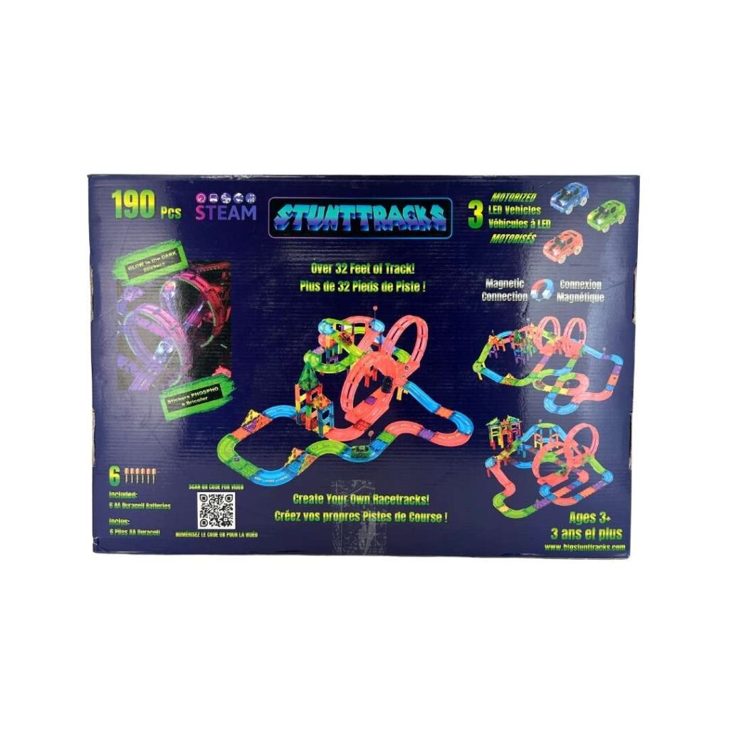 Stunt Tracks DIY Racetrack with LED Vehicles / 32+ Feet of Track ...