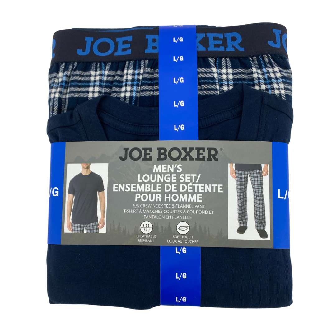 Joe Boxer Men’s 2 Piece Pyjama Set: Navy Blue and Blue Plaid / Various ...